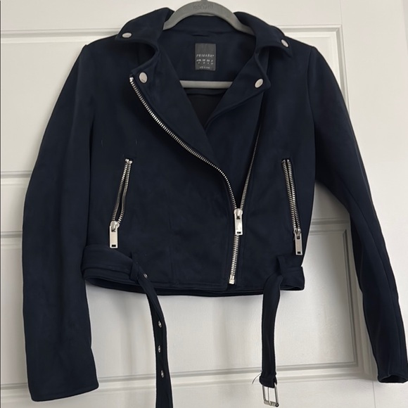 Primark | Jackets & Coats | Primark Navy Blue Leather Jacket With ...